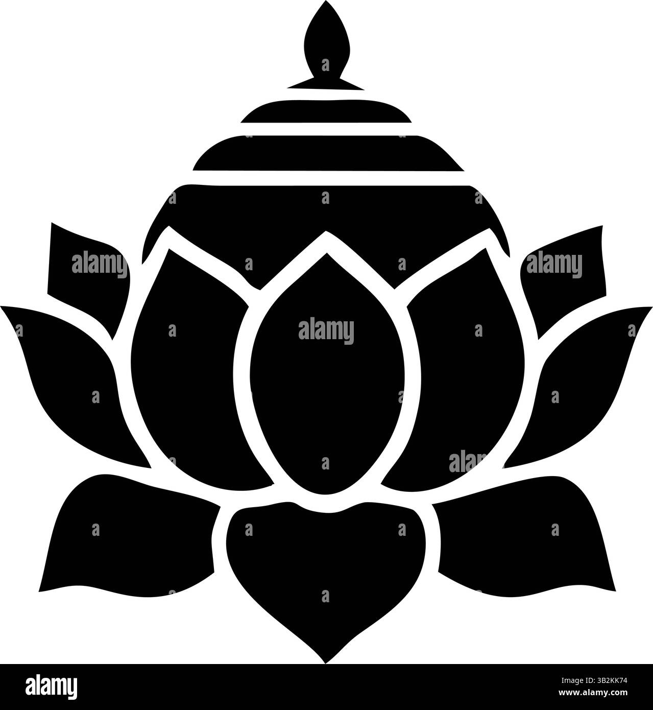This stylized lotus flower graphic features a detailed, symmetrical ...
