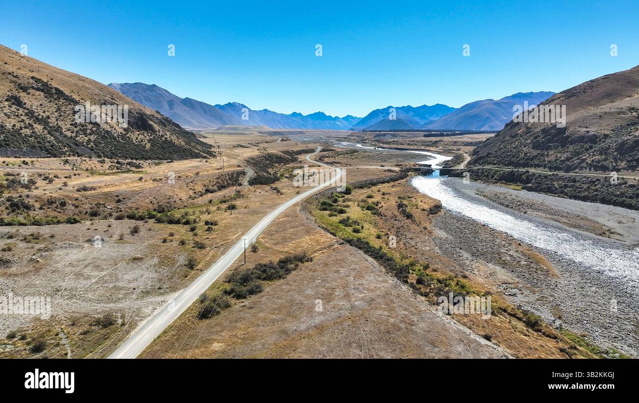 The Ahuriri braided river flowing through the Ahuriri conservation ...