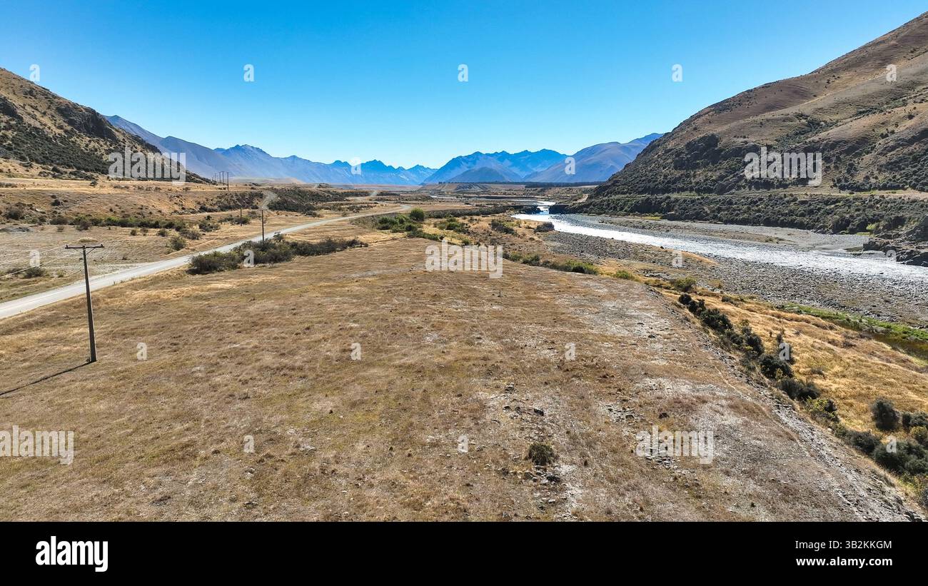 The Ahuriri braided river flowing through the Ahuriri conservation ...