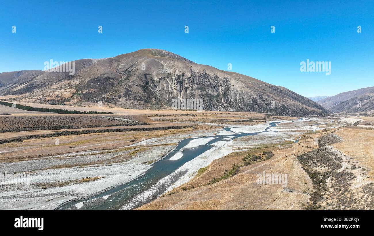 The Ahuriri braided river flowing through the Ahuriri conservation ...