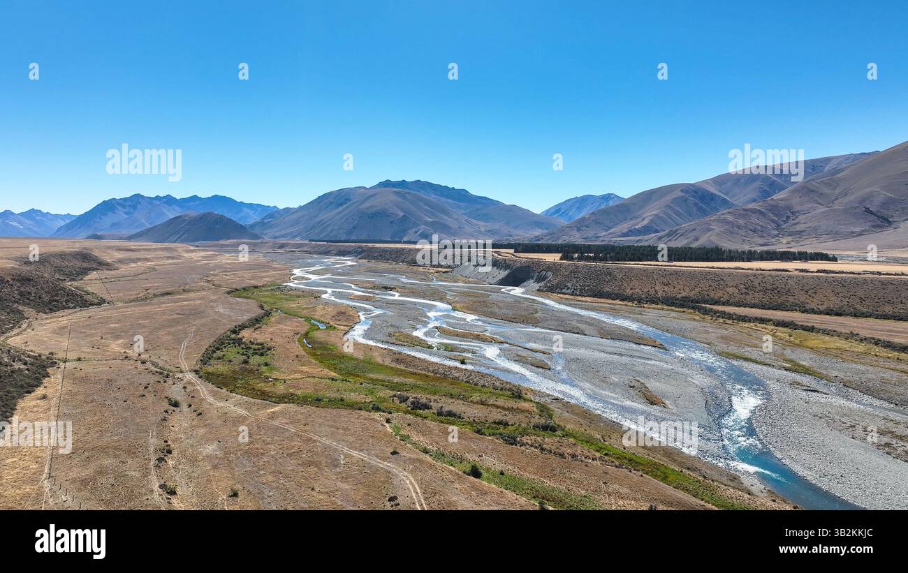 The Ahuriri braided river flowing through the Ahuriri conservation ...