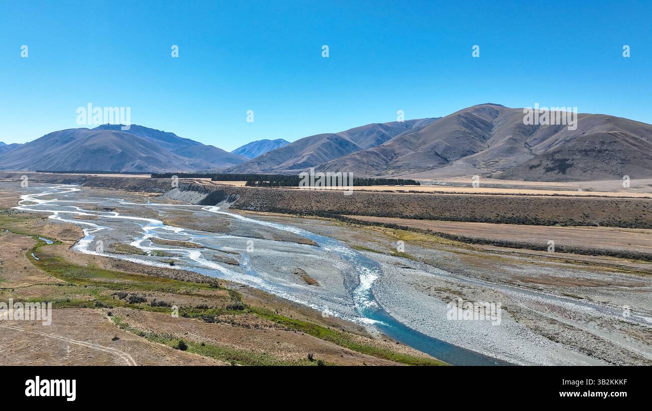 The Ahuriri braided river flowing through the Ahuriri conservation ...