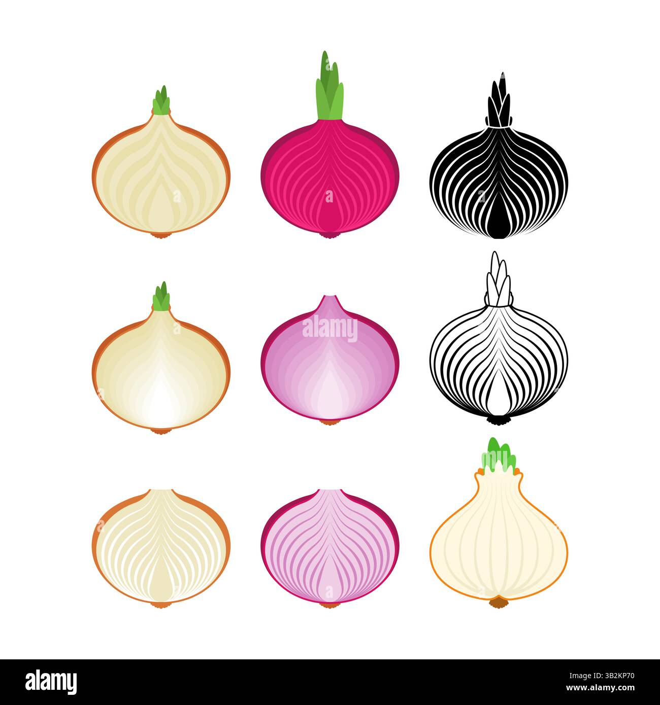 Onion sign set. Onion slice isolated. Vegetable symbol Stock Vector ...