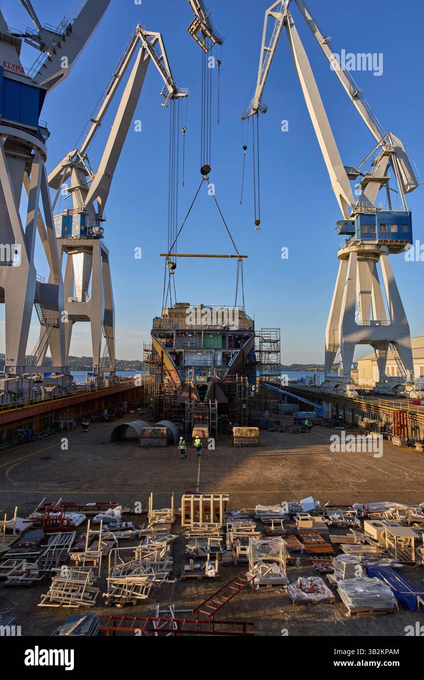 An F-111 class frigate for the Spanish Navy is under construction at ...