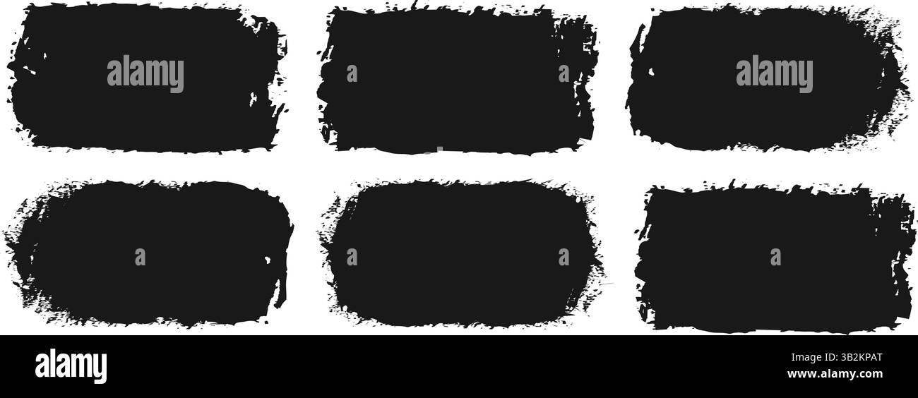 Set of grunge square template backgrounds. Vector black painted squares ...