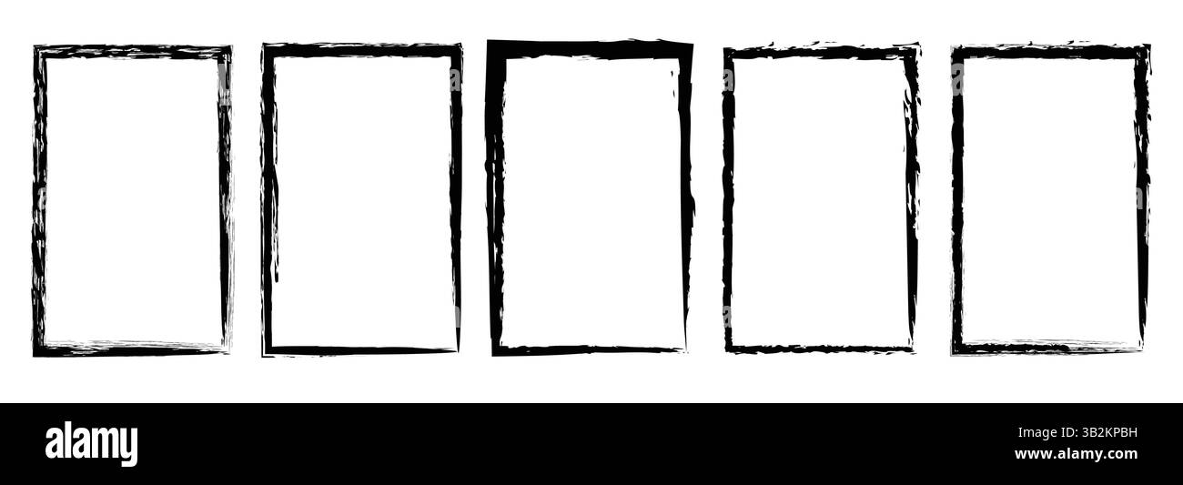 Vector grunge overlay. Hand drawn abstract frame set. Ink brush strokes ...