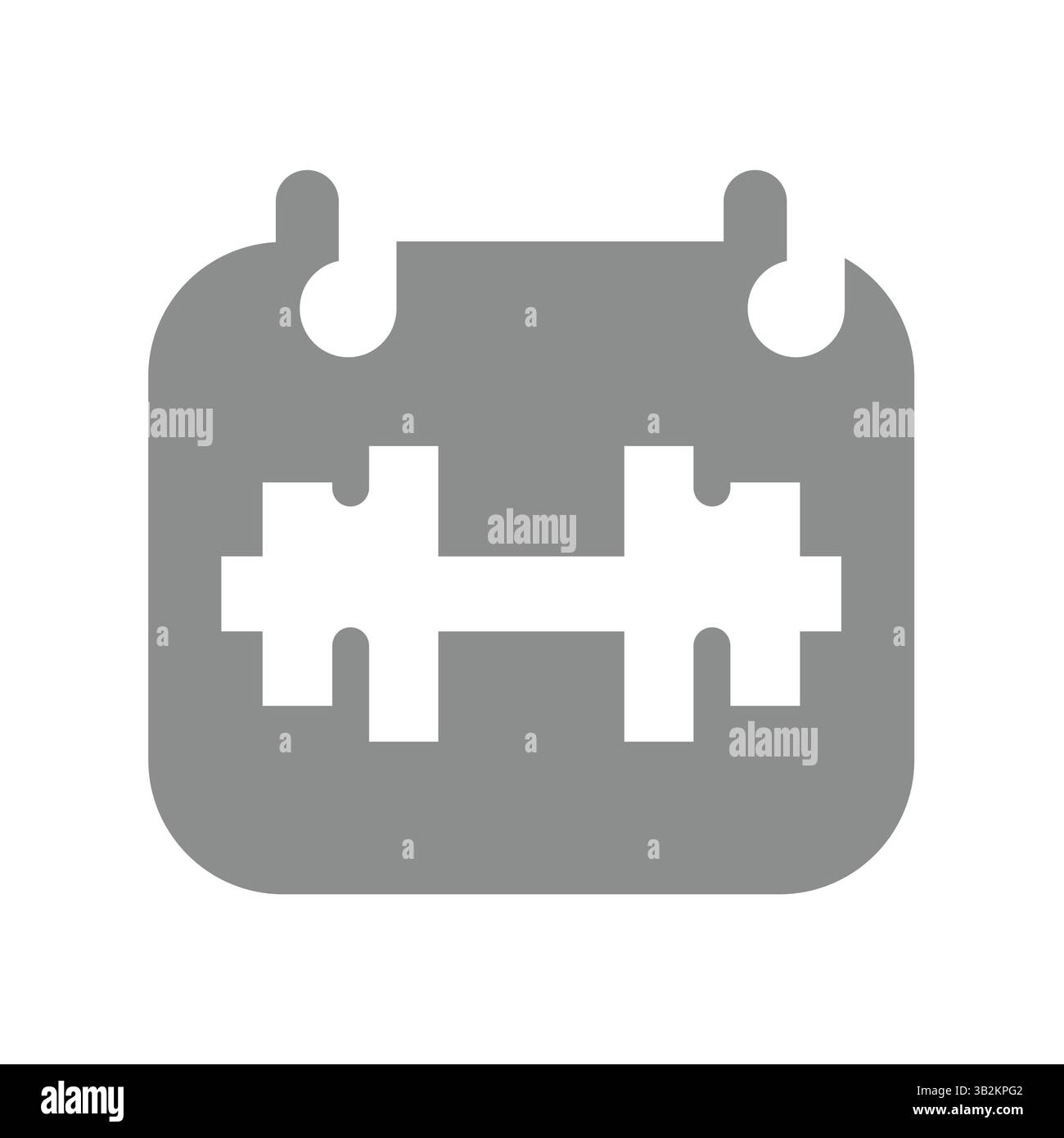 Workout schedule or program vector icon. Calendar with dumbbell, fitness and bodybuilding symbol ...