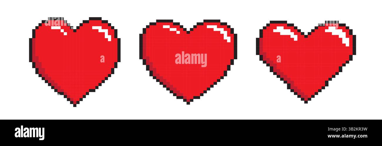Red pixel hearts icon collection. Love symbol Stock Vector Image & Art ...