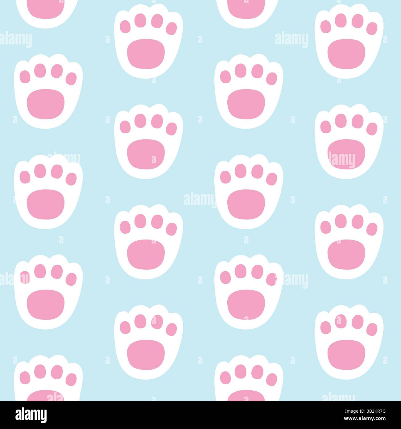 Bunny footprint vector seamless pattern. Colorful rabbit foot step ...