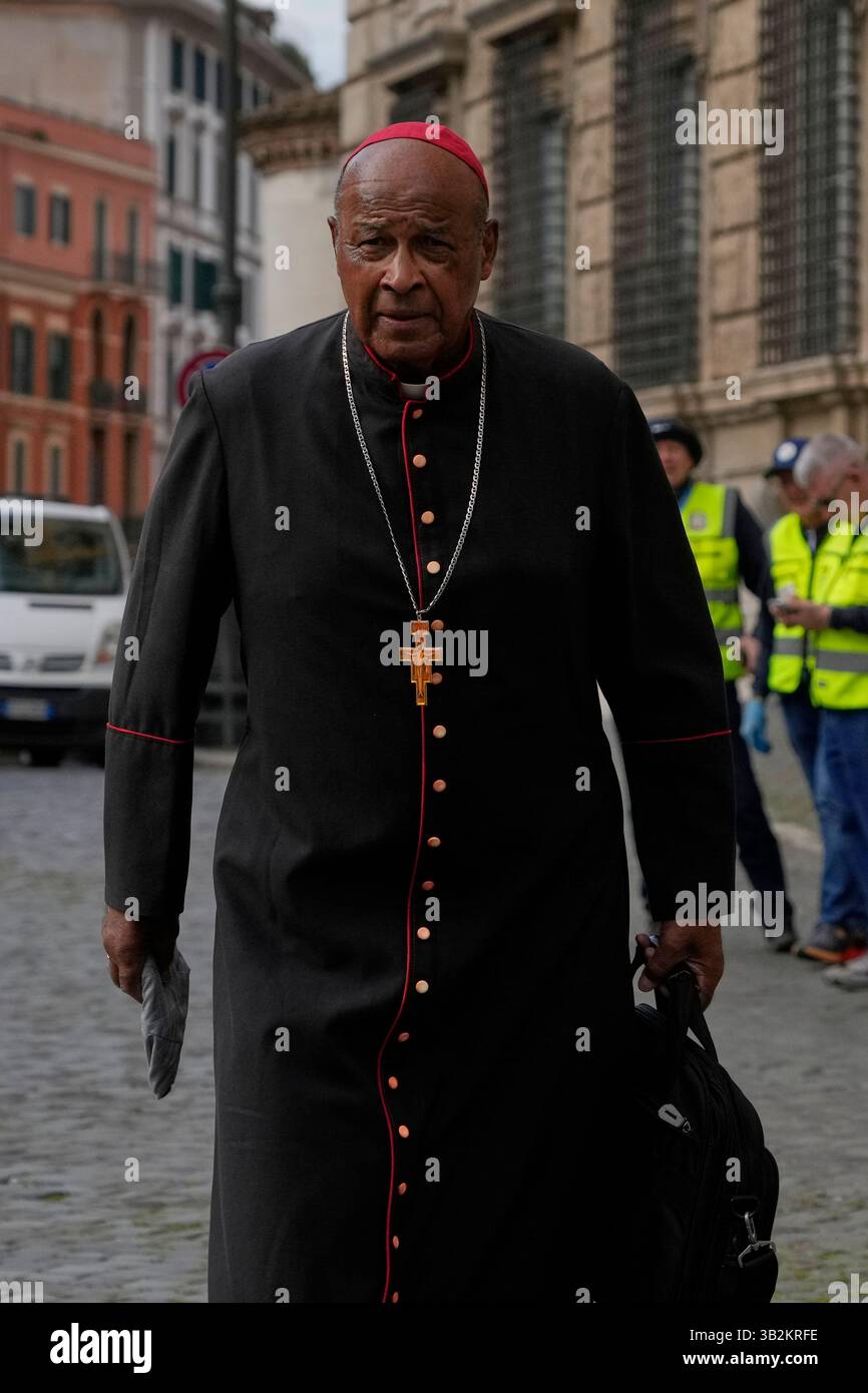 Cardinal Wilfrid Napier arrives for a college of cardinals' meeting, at ...