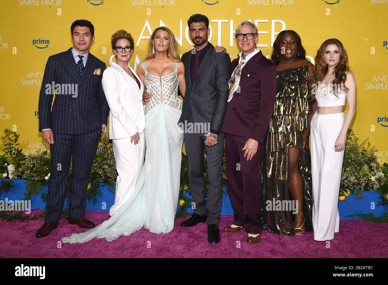 (L-R) Henry Golding, Basic Salahuddin, Elizabeth Perkins, Blake Lively ...
