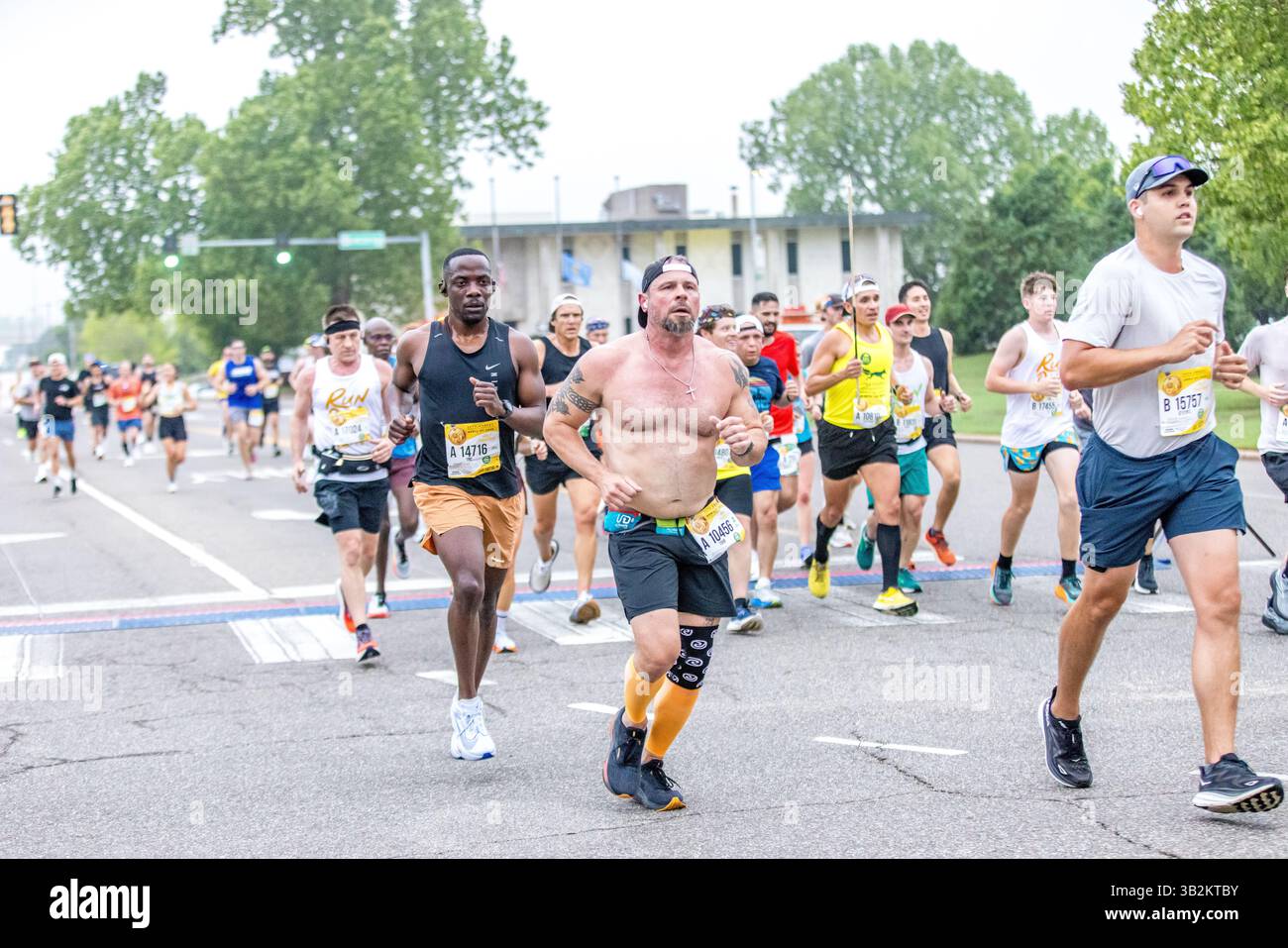 Runners cross the 5K mark during the 25th annual Oklahoma City Memorial ...