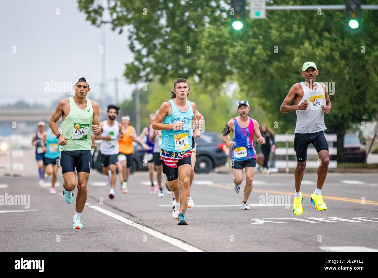 Runners cross the 5K mark during the 25th annual Oklahoma City Memorial ...