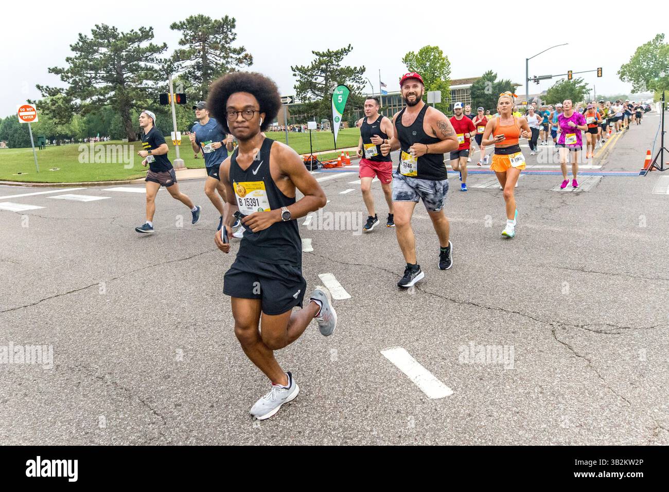 Runners cross the 5K mark during the 25th annual Oklahoma City Memorial ...