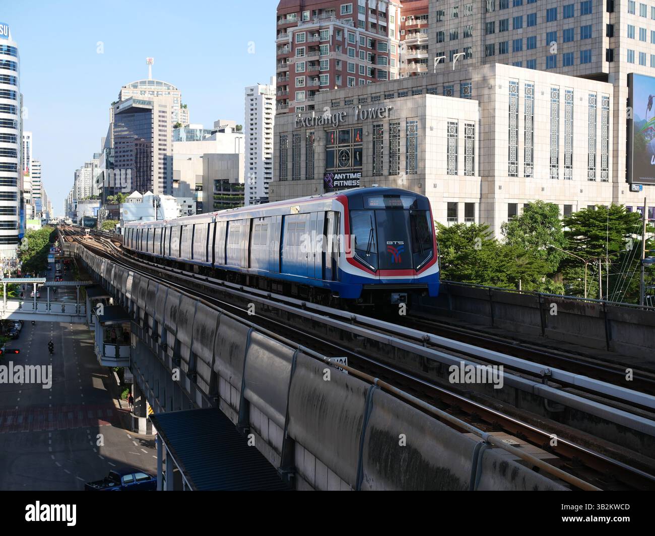 View from a BTS Sukhumvit Line station in Bangkok, Thailand - April 20 ...