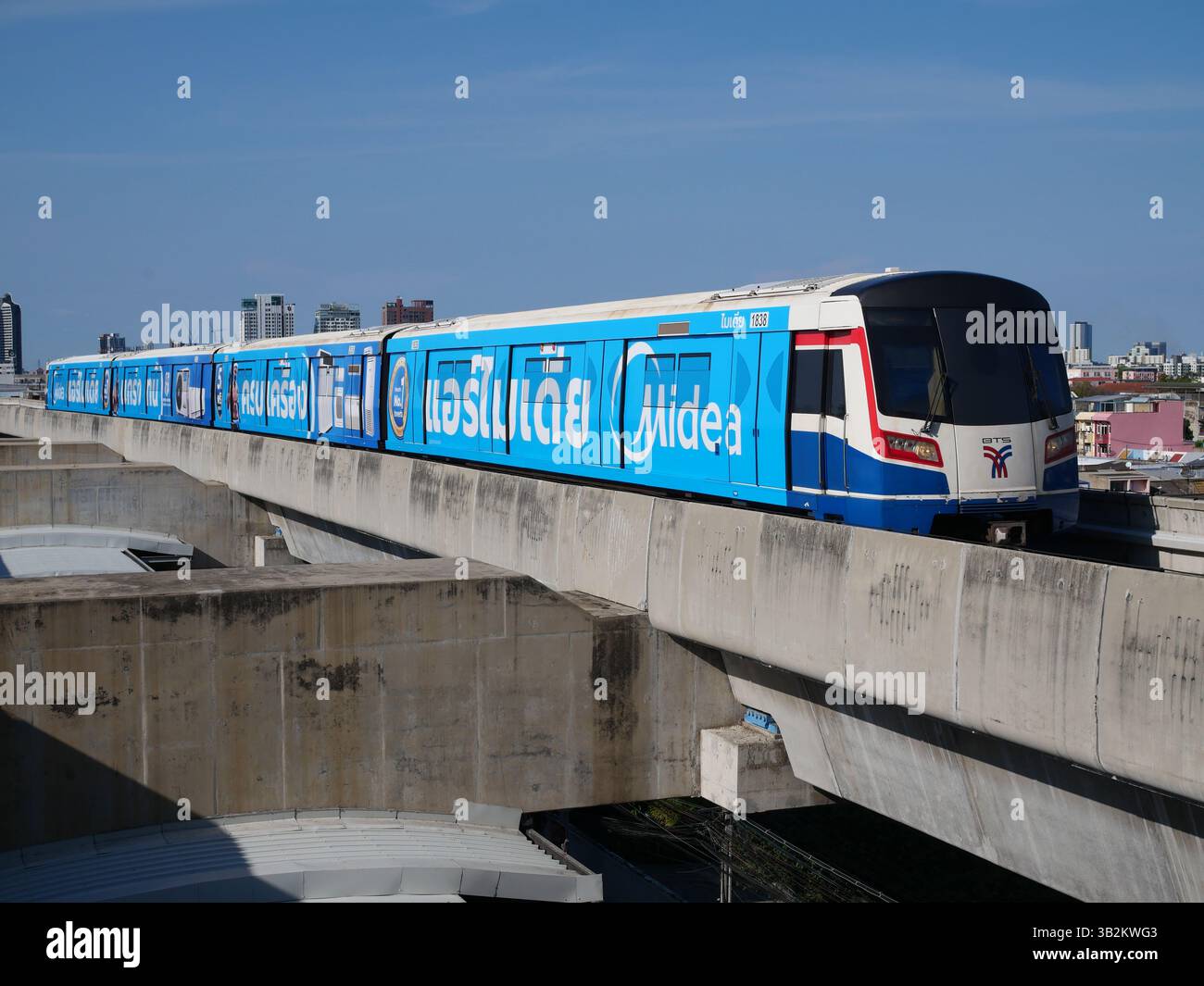 View from a BTS Sukhumvit Line station in Bangkok, Thailand - April 20 ...