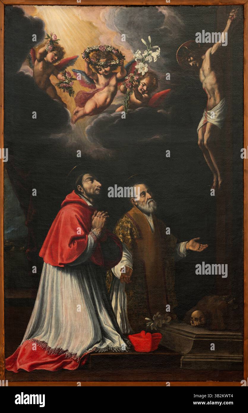 Florence - The painting of St. Philip Neri and Charles Borromeo before ...