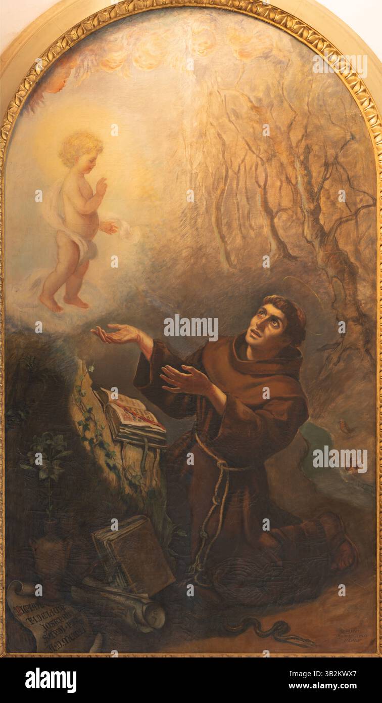 FLORENCE, ITALY - MARCH 20, 2025: The painting of St. Anthony of Padua ...