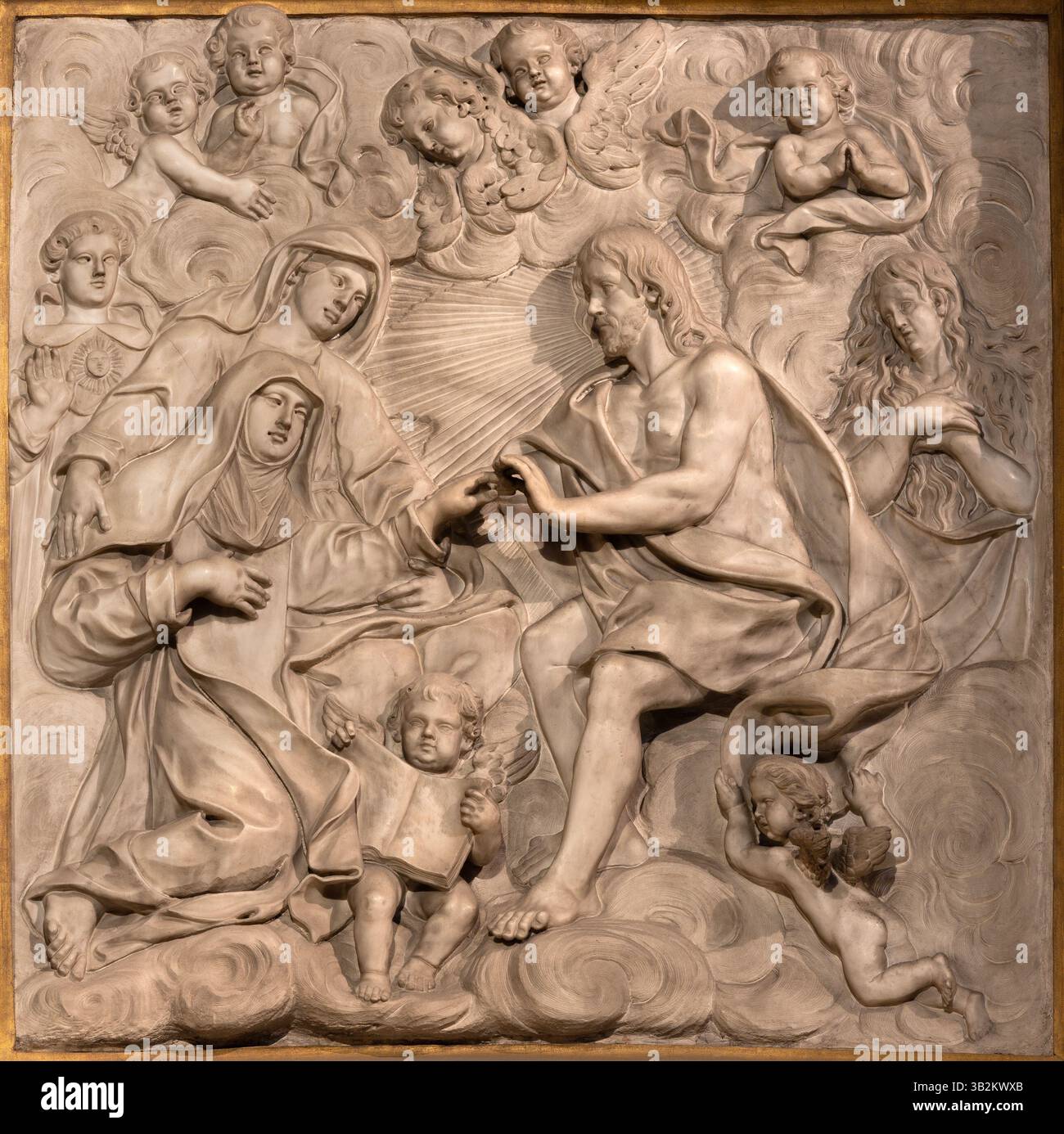 PRATO, ITALY - MARCH 21, 2025: The relief of Jesus and St. Catherina de Ricci in the church ...