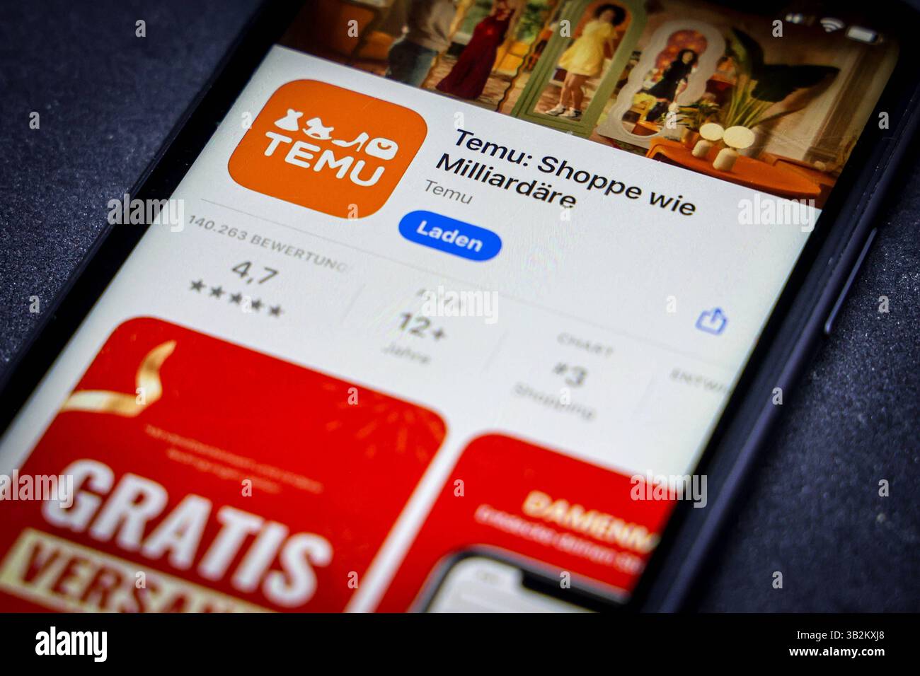 Apple App Store auf einem iPhone. Apps Charts gratis. Temu - shoppe wie ...