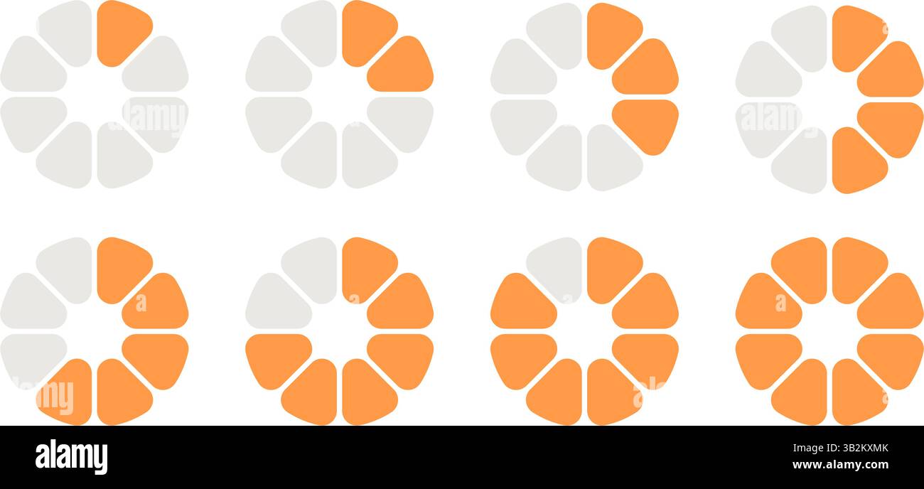 Circle division infographic loading set. Pie chart divided 8 equal ...