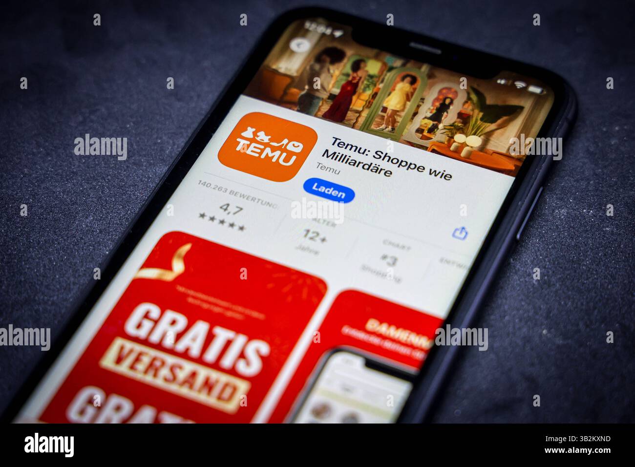 Apple App Store auf einem iPhone. Apps Charts gratis. Temu - shoppe wie ...