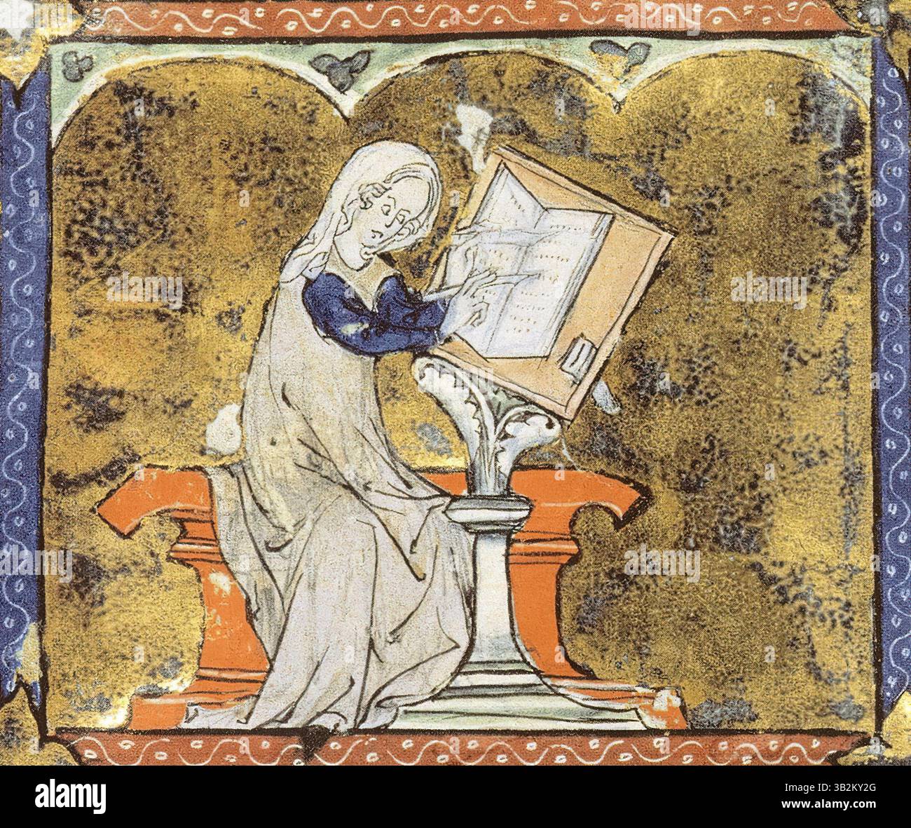 7678. Illustration of Marie de France, poetess who lived in England in ...