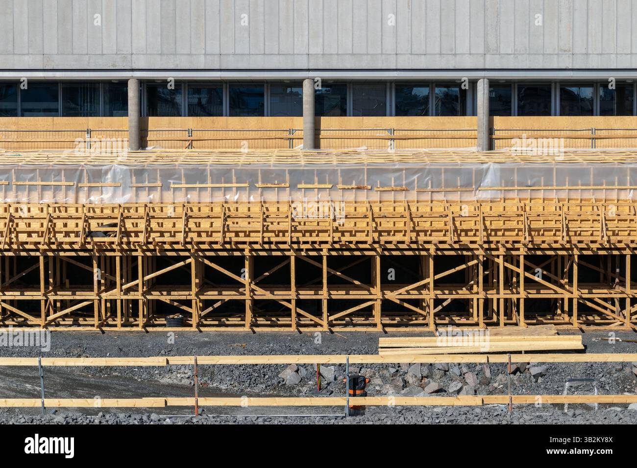 Construction site with timber formwork Stock Photo - Alamy