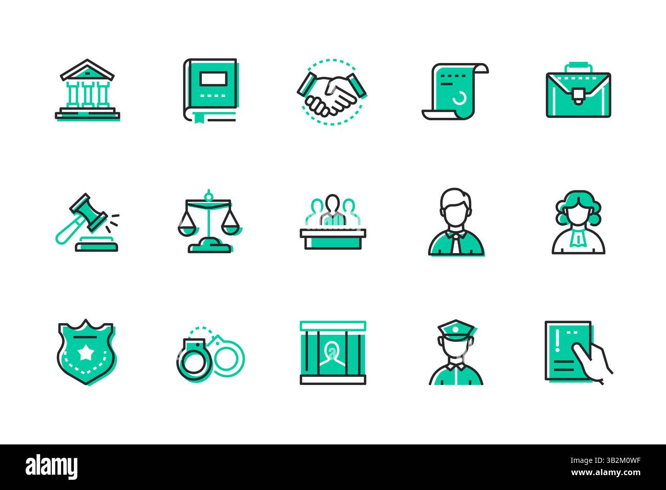 Judicial and legal system - set of line design style icons Stock Vector ...
