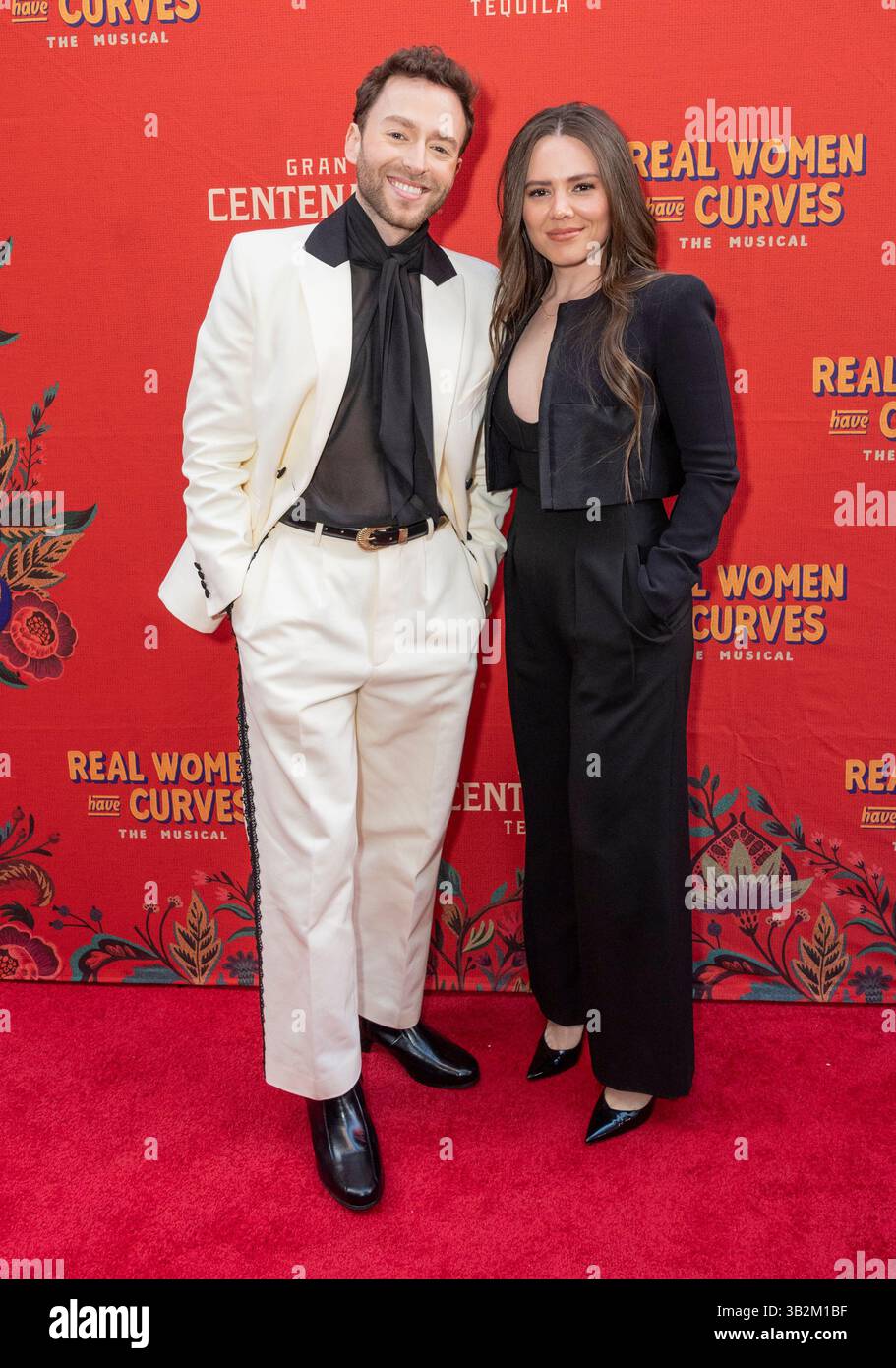 Benjamin Velez and Joy Huerta attend opening night for 'Real Women Have Curves' on Broadway at ...