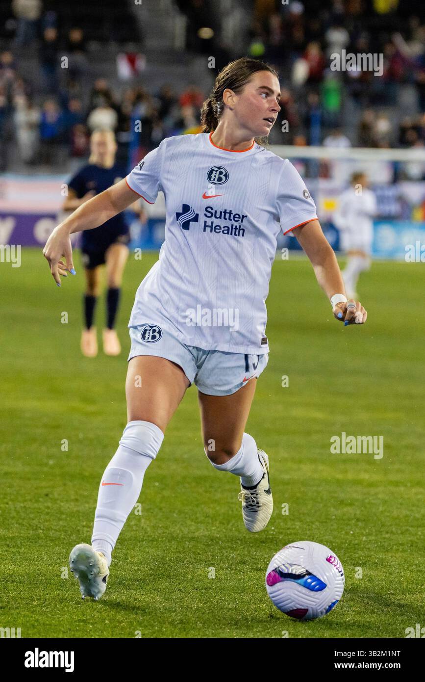 SAN JOSE, CA - APRIL 26: Caroline Conti #15 of Bay FC controls the ball ...
