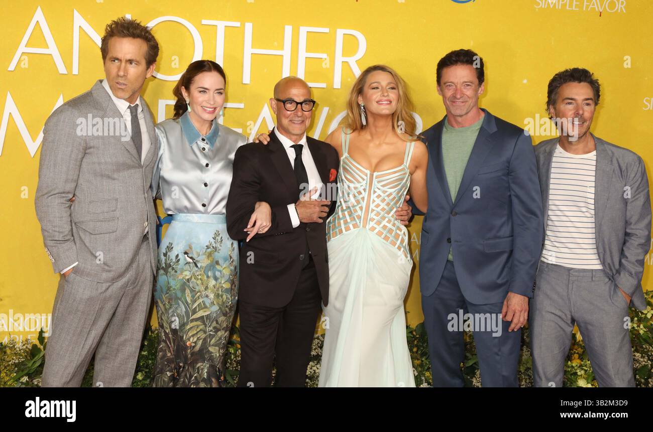 April 27, 2025, New York, New York, USA: Actors RYAN REYNOLDS, EMILY ...