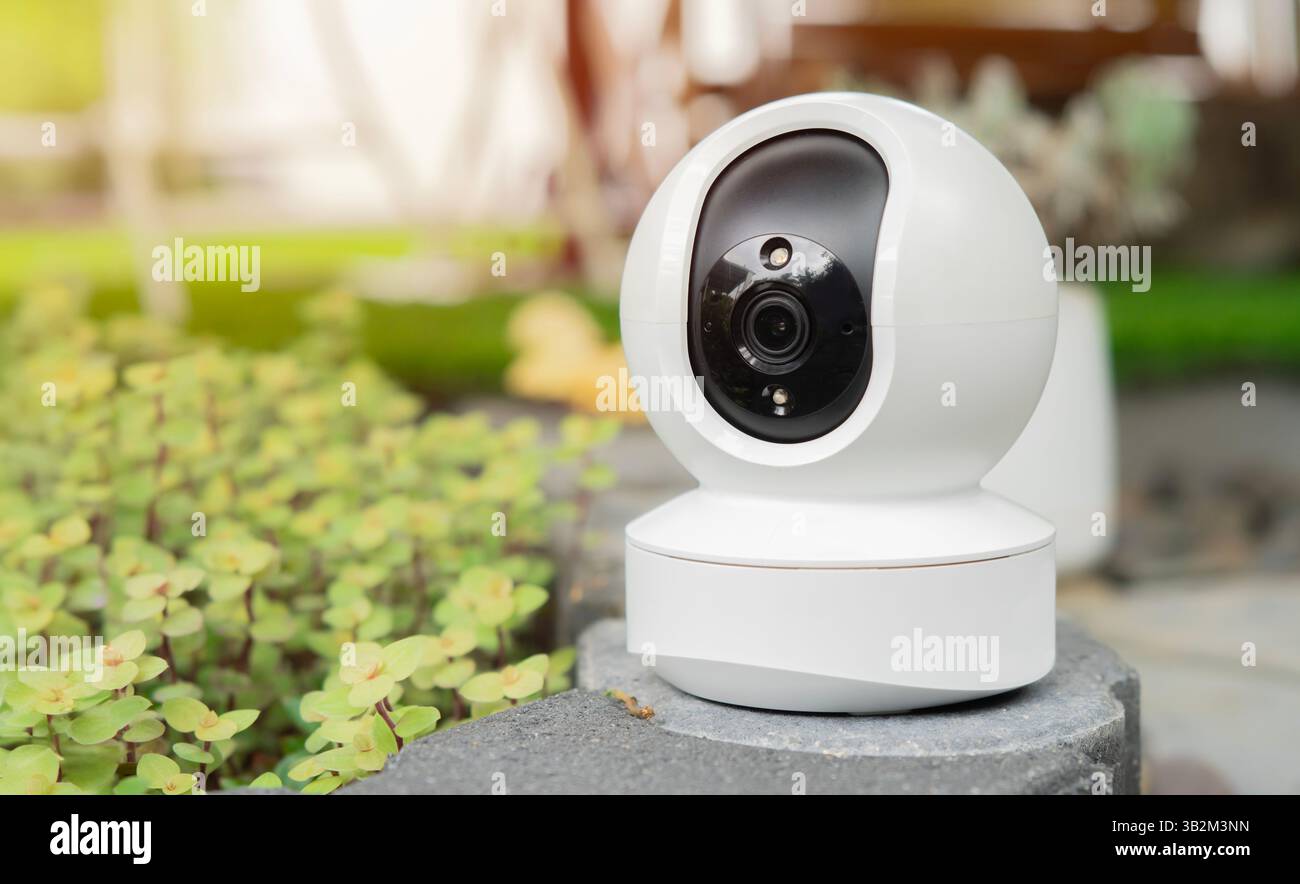 CCTV, security camera system operating with blurred image of sun light ...