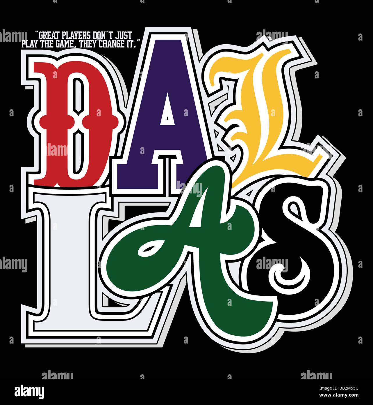 Dallas NBA-Inspired T-Shirt Typography Design – Mixed Font Streetwear ...