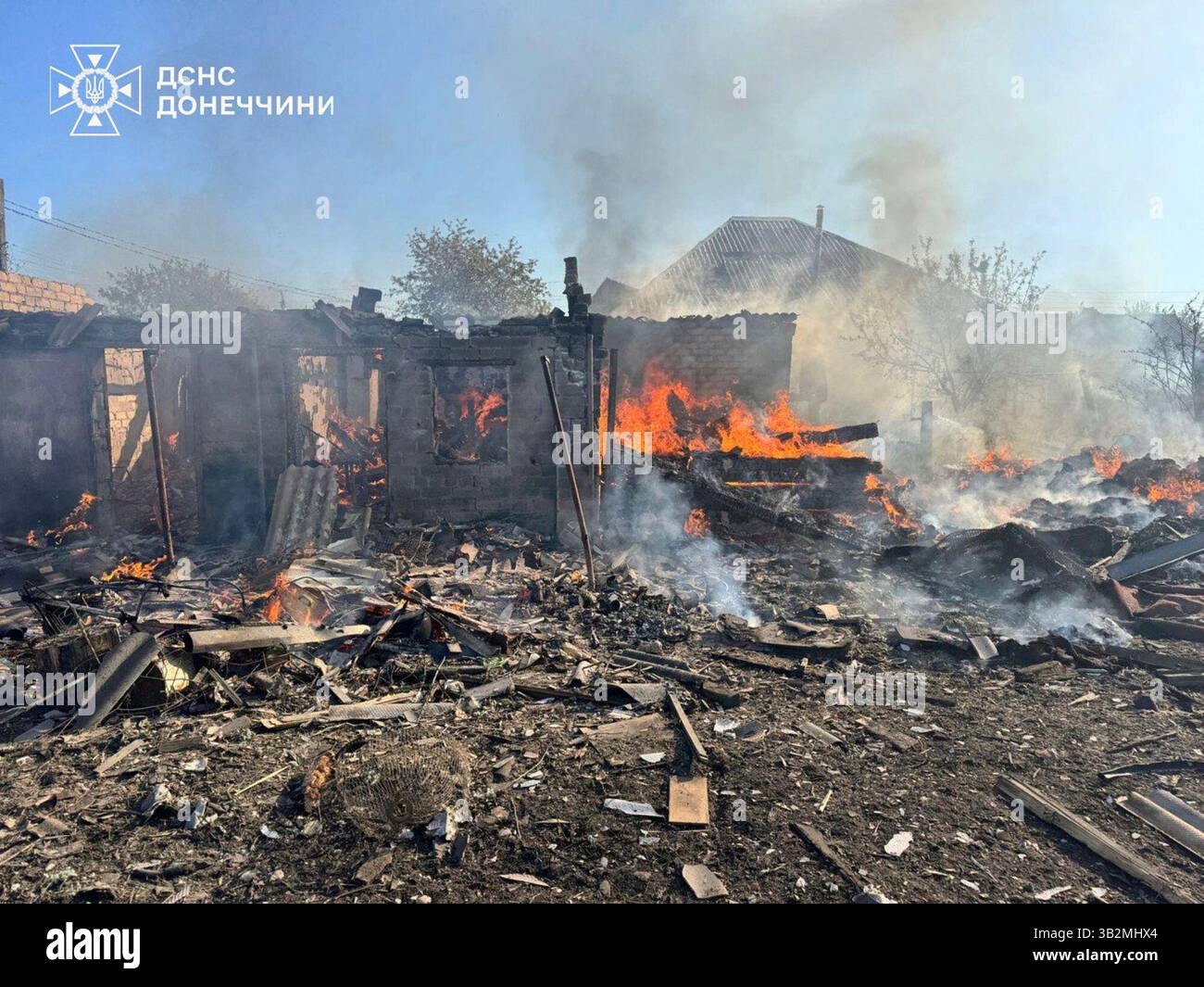 In this photo provided by the Ukrainian Emergency Service, damaged ...