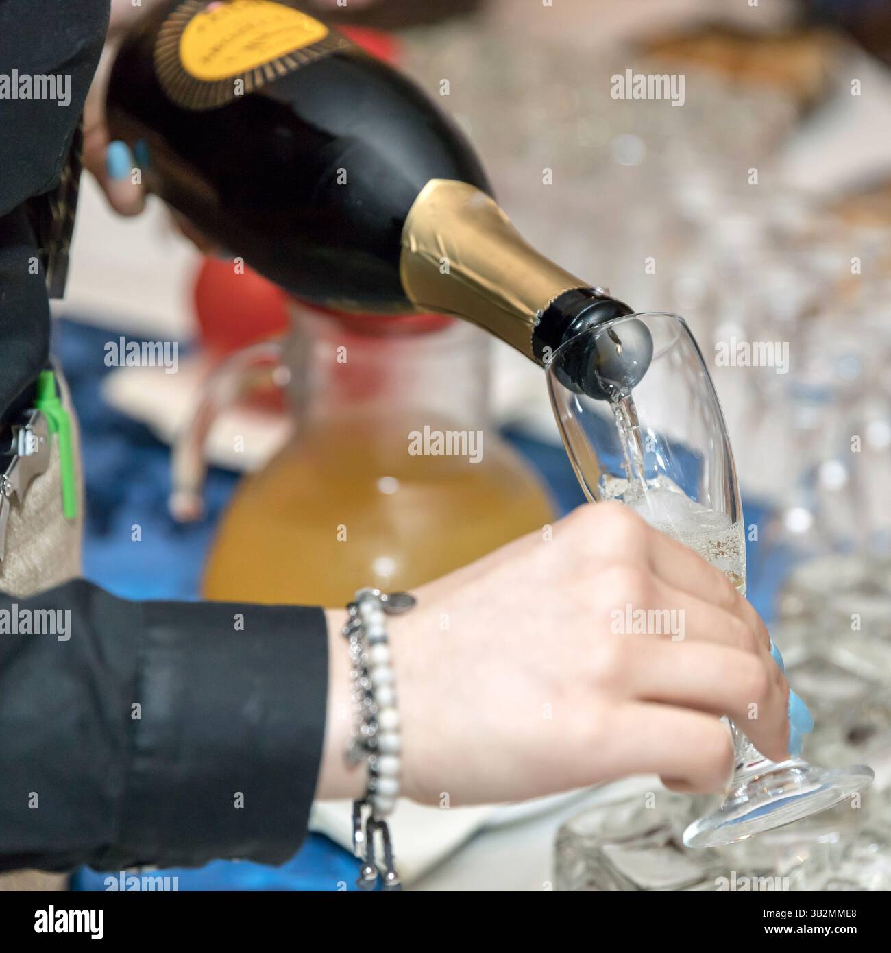 Aperitif in restaurant party with friends, champagne celebration ...