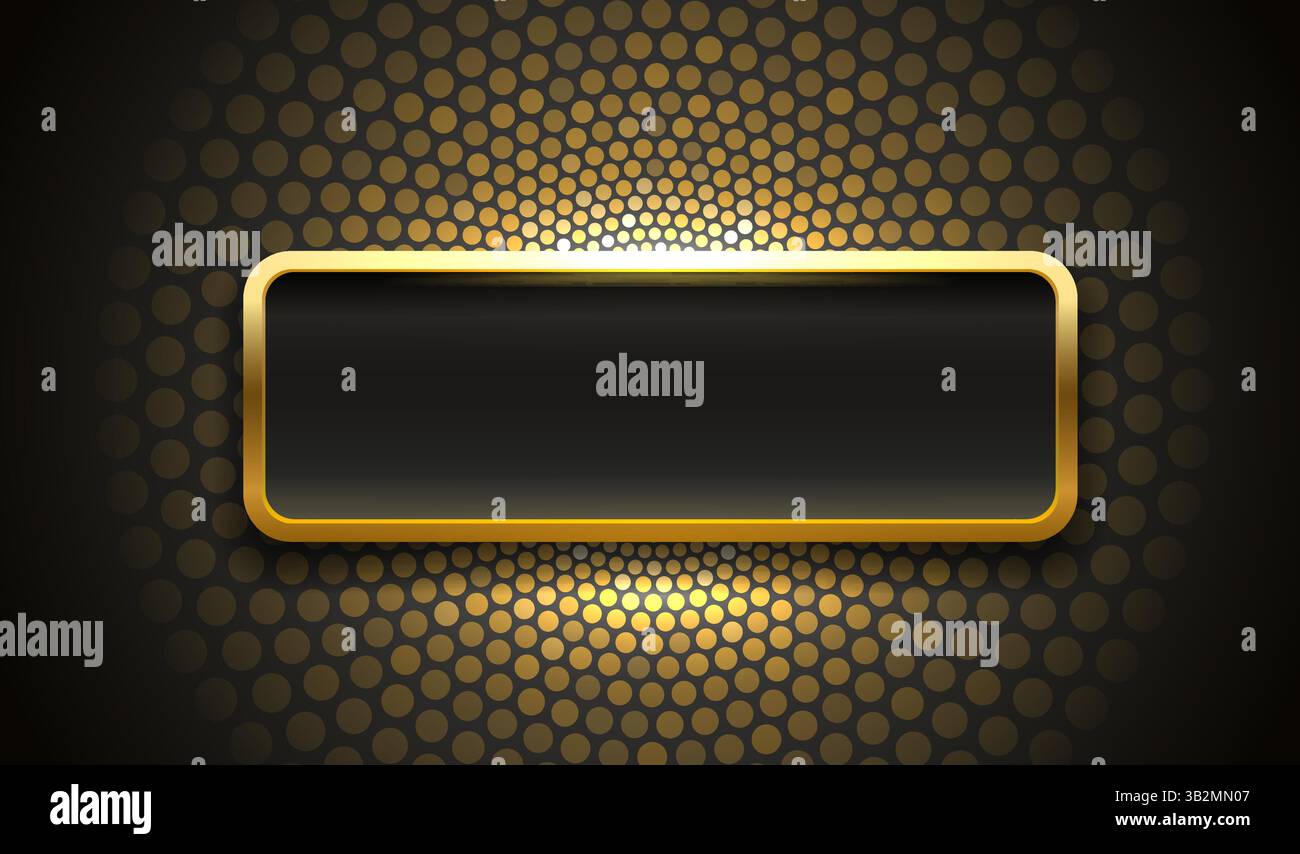 Golden frame label, event bar button, gold signboard. Vector Stock ...