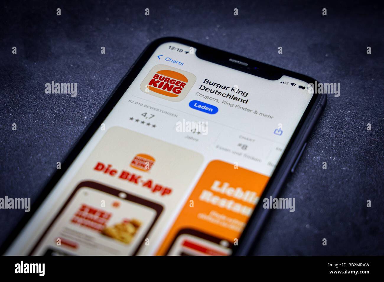 Apple App Store auf einem iPhone. Apps Charts gratis. Burger King Deutschland. // 20.04.2025 ...
