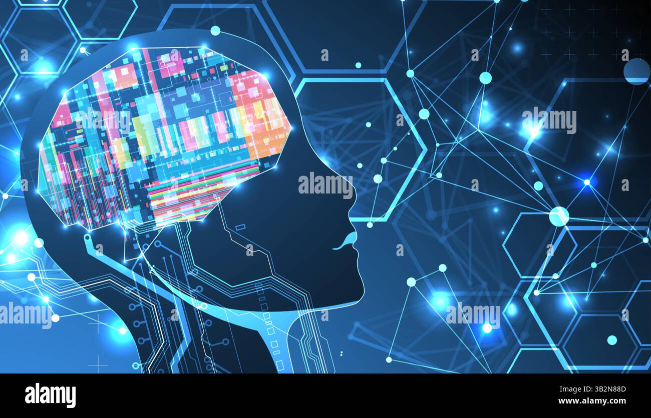 Abstract background on the theme of artificial intelligence. Brain ...