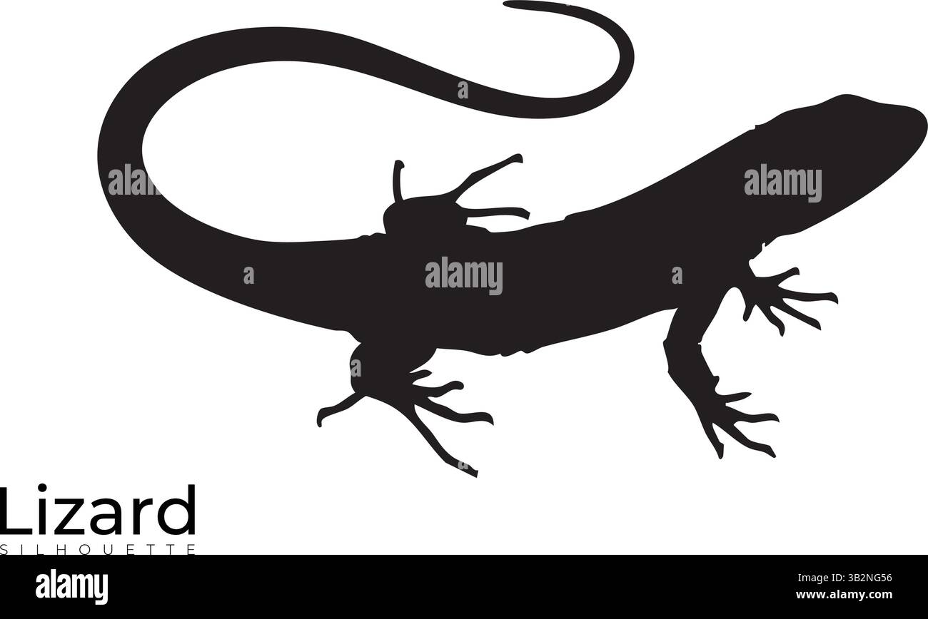 Lizard Silhouette Vector Illustration – Black Gecko or Reptile Outline ...