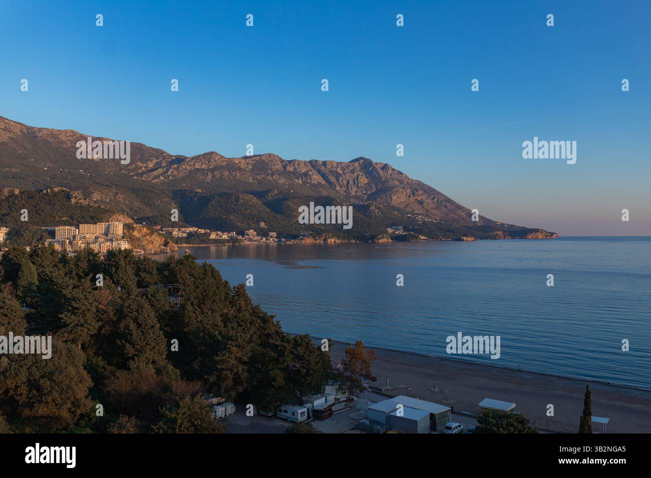 Mountain coast view at golden hour from above Stock Photo - Alamy