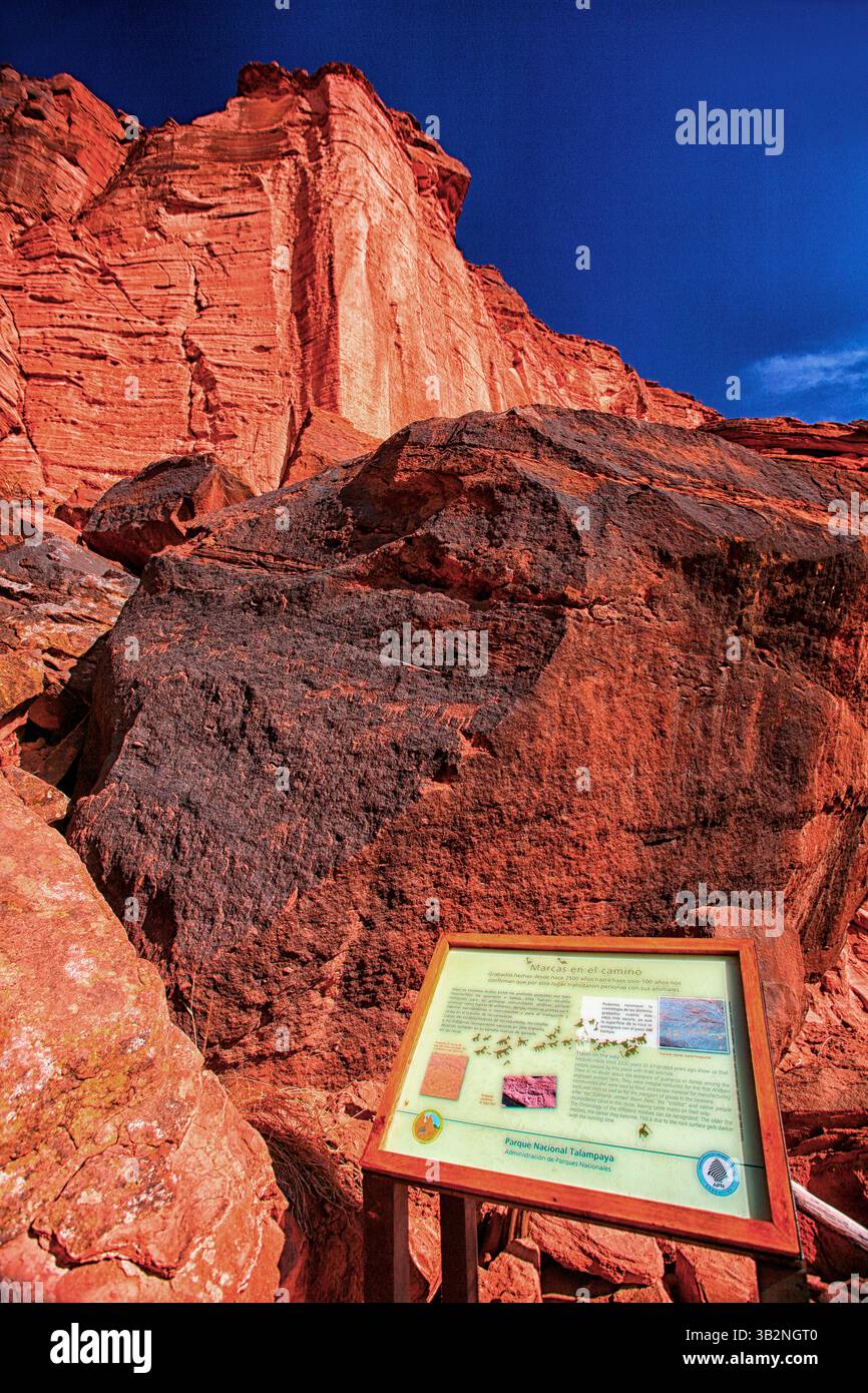 Petroglyphs in Talampaya. The human occupation in the area date from ...