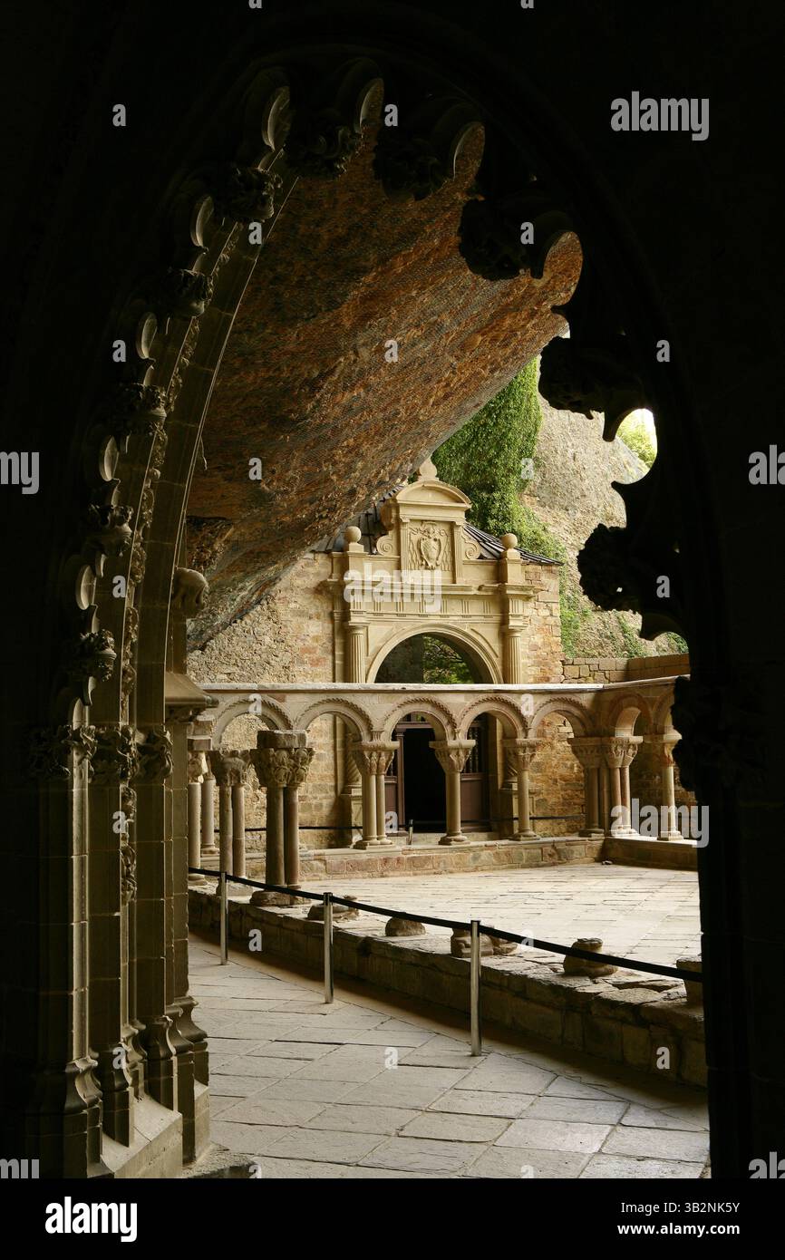 Spain, Aragon: Romanesque cloister in the Monastery of San Juan de la ...