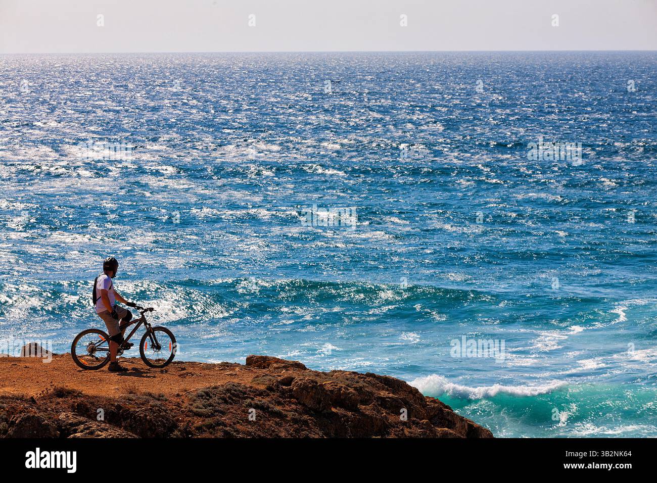 Cyclist Exploring Oceanic View In Sintra Cascais Natural Park Stock ...