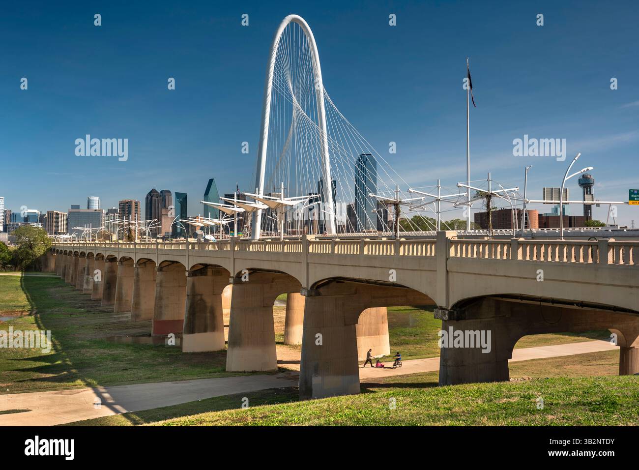 Dallas Texas Margaret Hunt Hill Bridge over Trinity River Stock Photo ...
