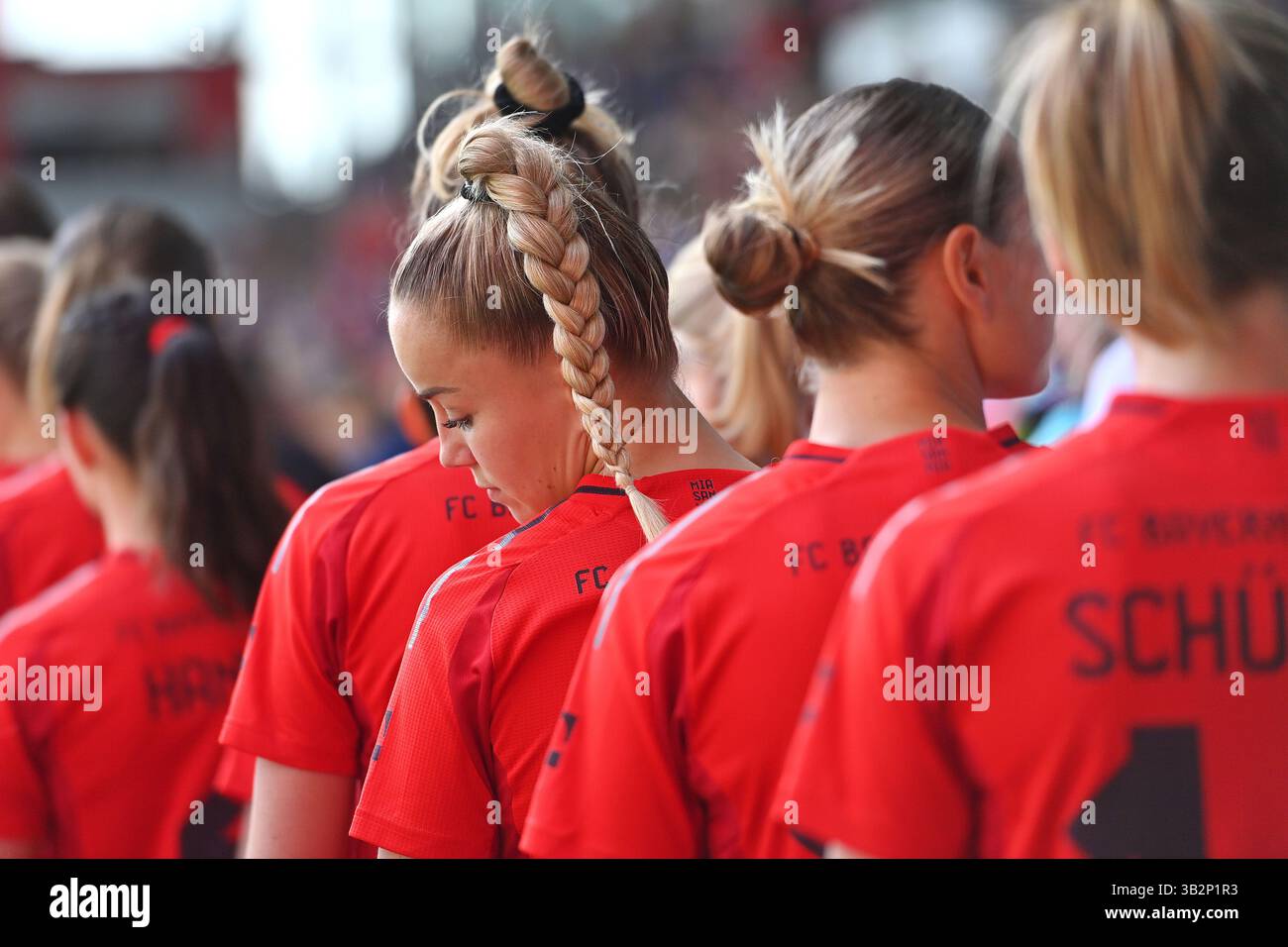 Border motif, symbolic photo of women's football, hair, braid of Giulia ...