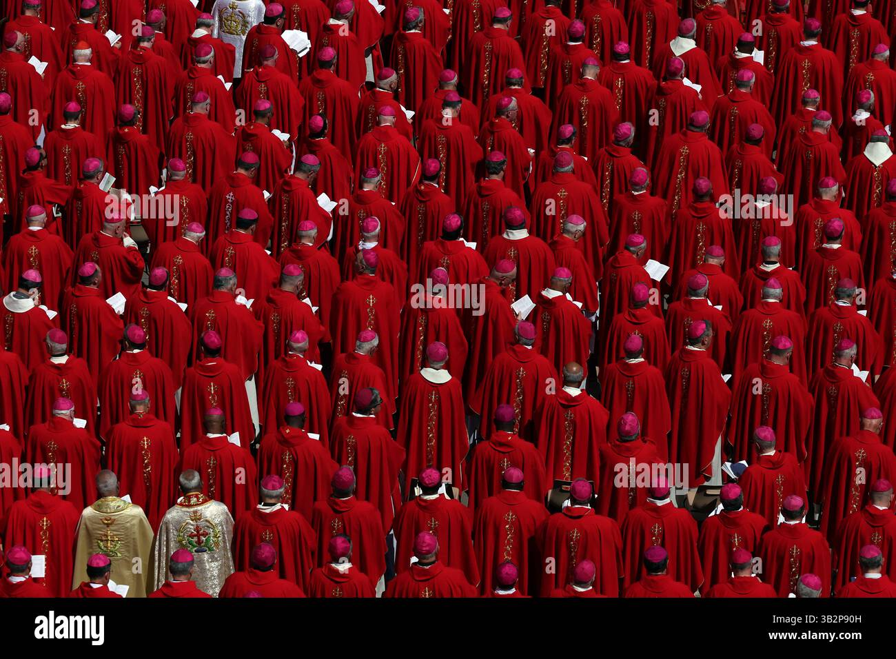 Rome, . 28th Apr, 2025. Vatican City, April 26, 2025: The purple red of ...