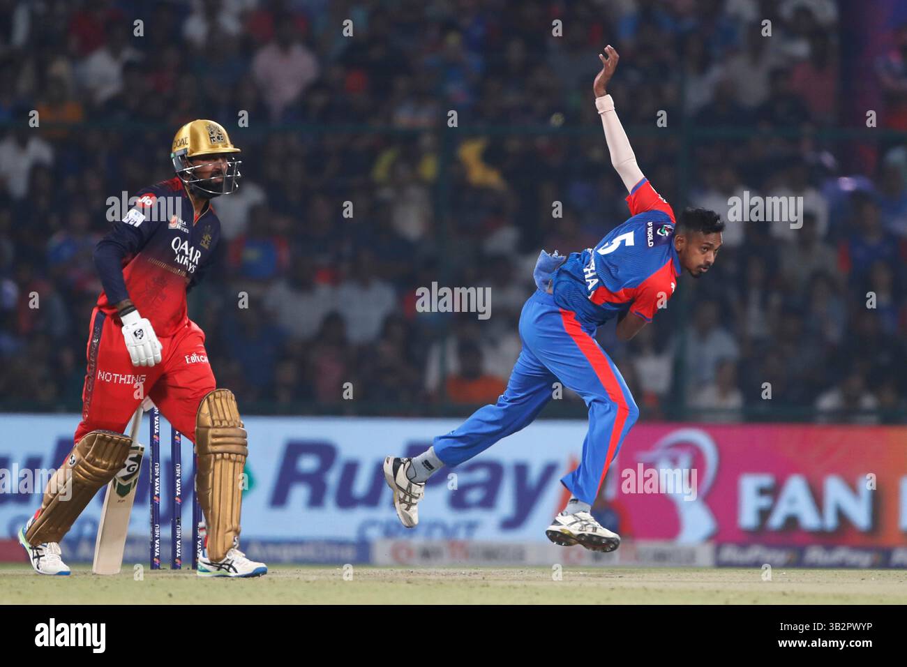 DELHI, INDIA - APRIL 27: Dushmantha Chameera of Delhi Capitals bowls ...