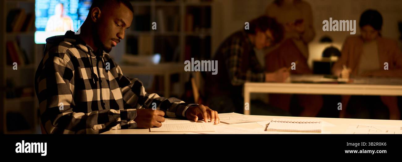Focused Student Studying Foreign Languages at Nighttime Classroom Stock Photo - Alamy