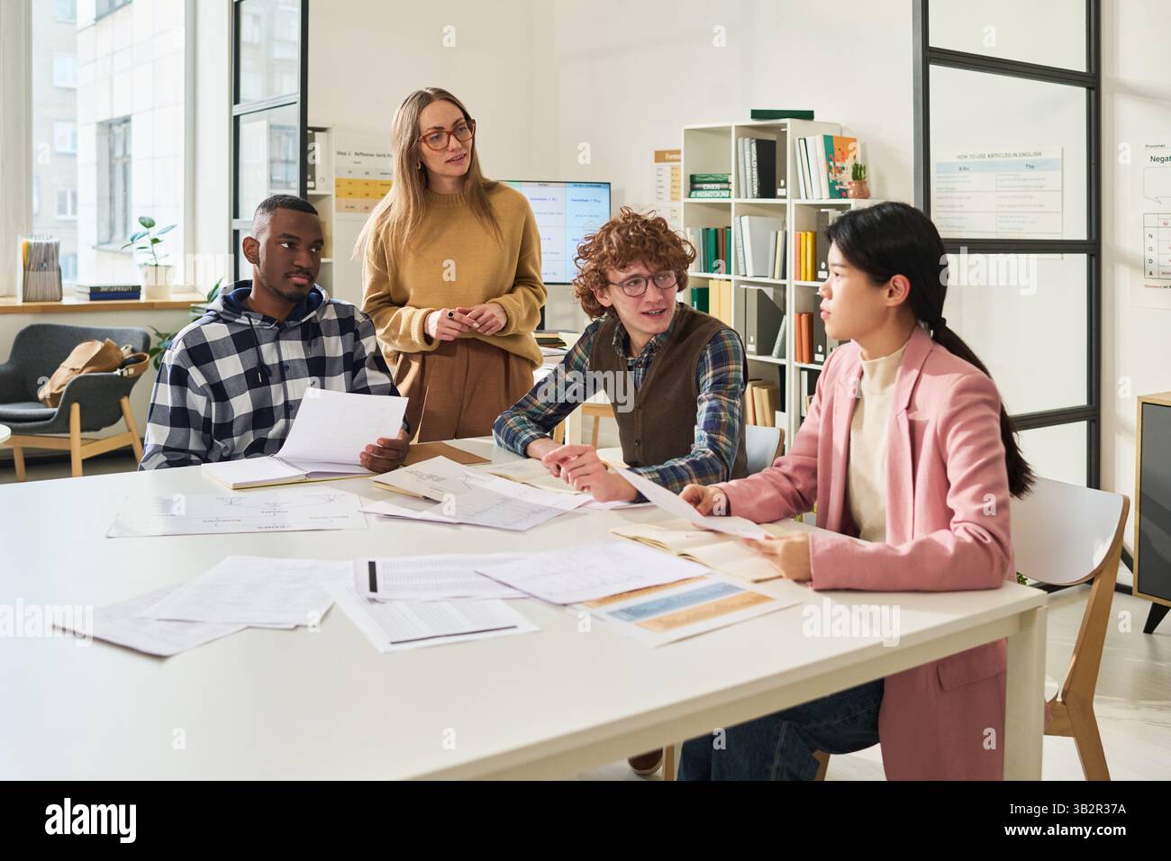 Studying Foreign Languages in Modern Classroom Setting Stock Photo - Alamy